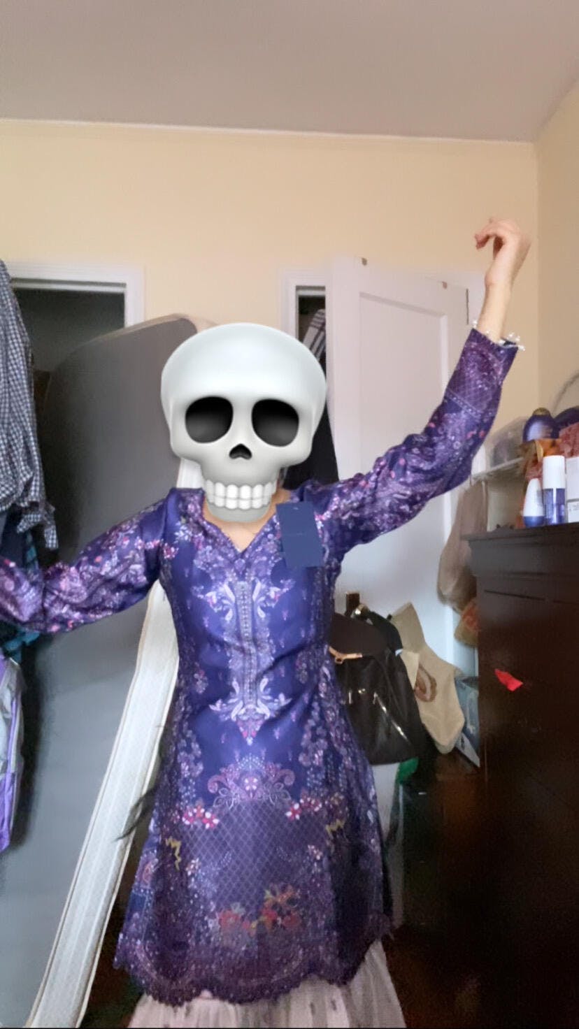 Blue and White Floral Printed Gharara Suit – Lashkaraa