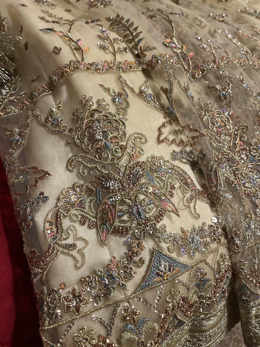 Off White Multicolor Embroidered Lehenga – Lashkaraa