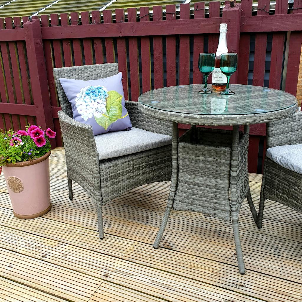 Kemble 2 Seater Rattan Bistro Dining Set in Black - Garden Furniture ...