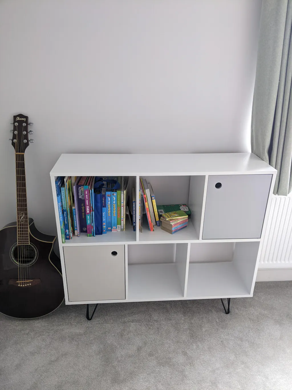 Anderson cube storage unit - Oak effect with grey cupboards - Laura James