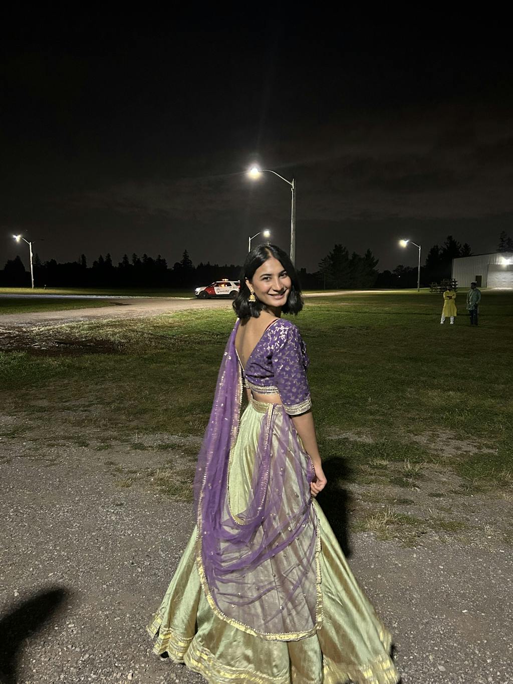 Green & Purple Brocade Lehenga