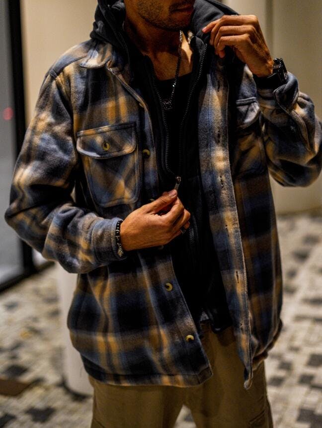 Warmth Men's Berber Lined Plaid Jacket | LEEHANTON