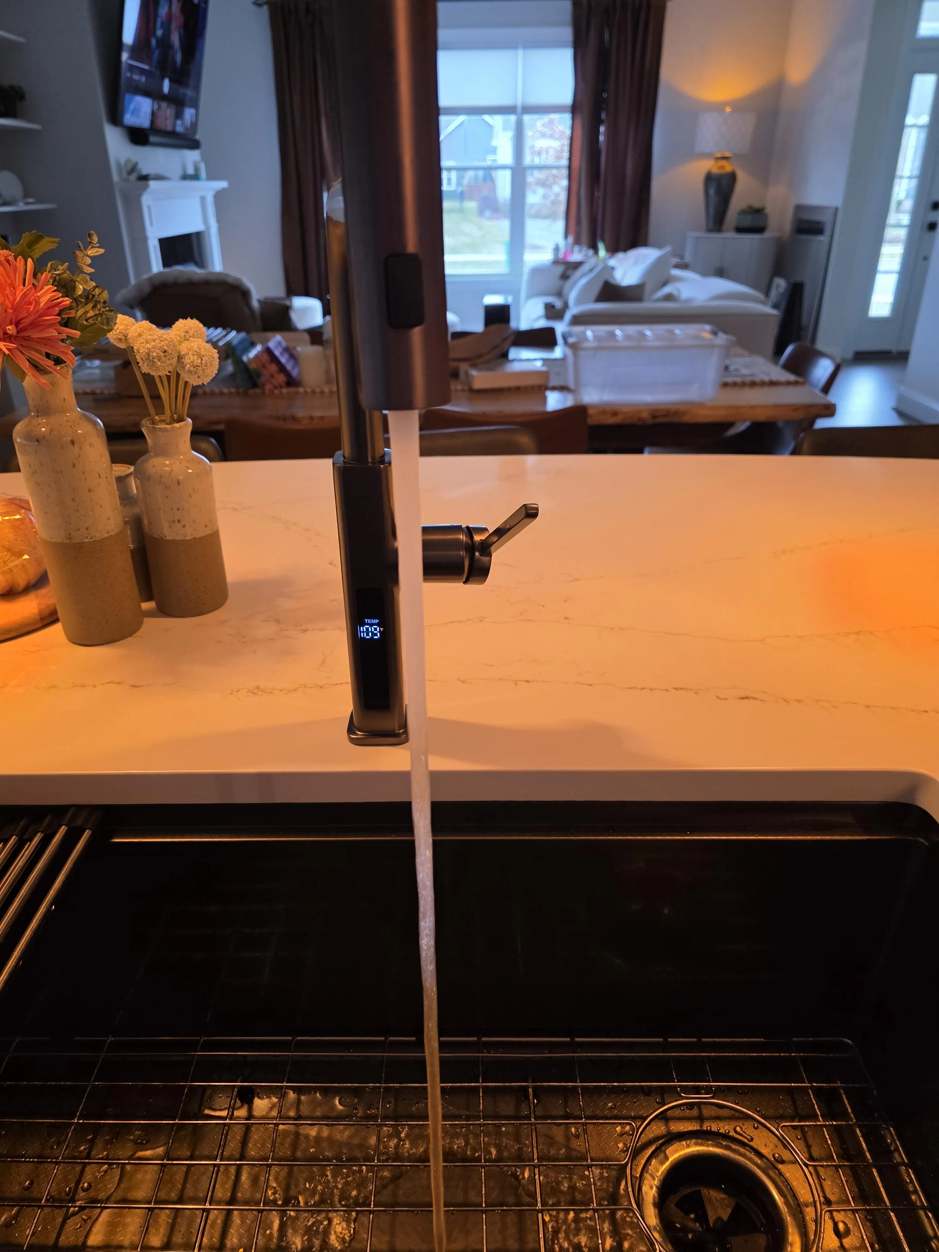 Smart Waterfall Kitchen Faucet with Temperature Display – Lefton Home