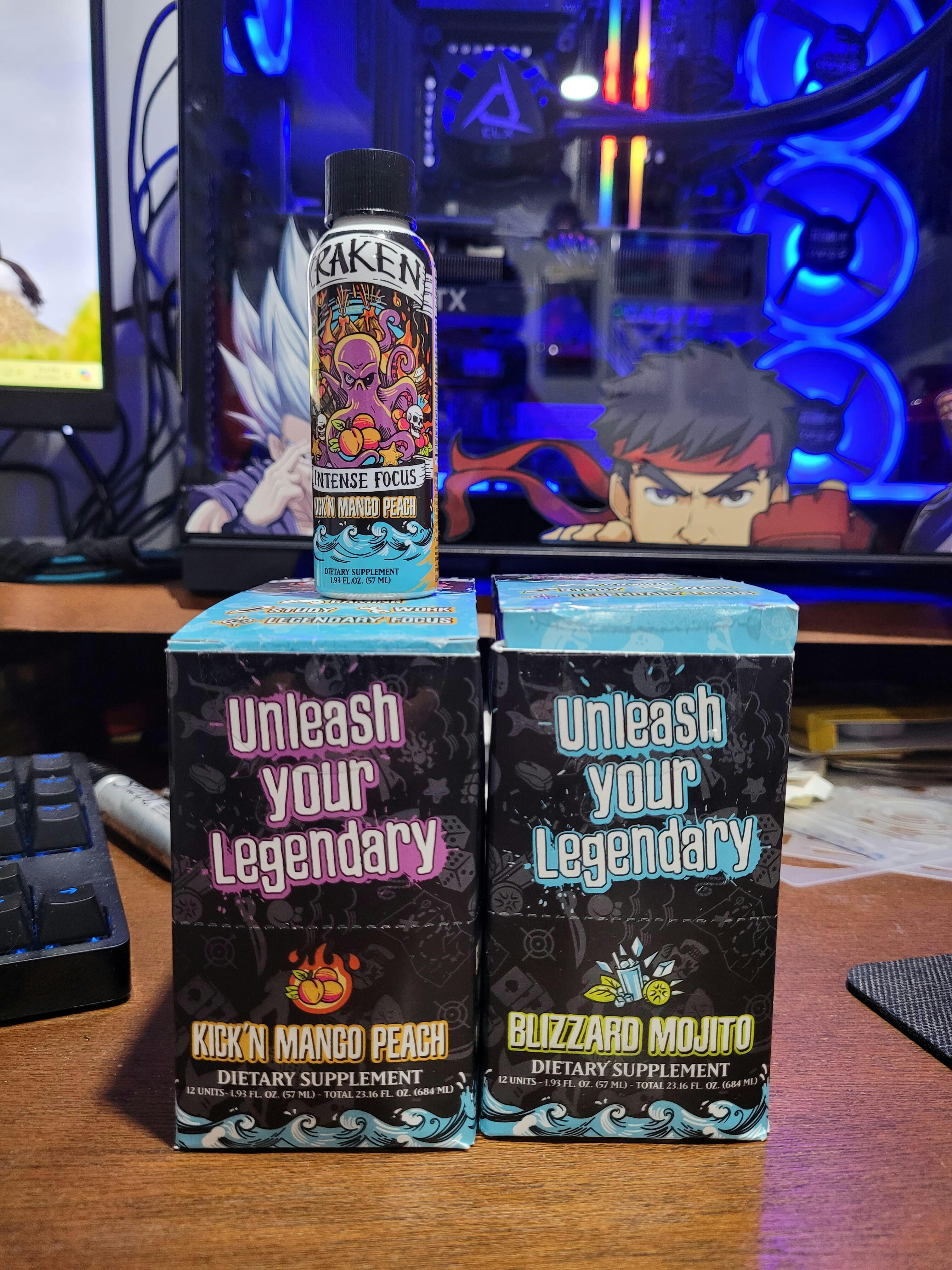 Kraken Intense Focus Box - Kick'n Mango Peach (12 units - 1.93oz bottl – Legendary Supplements