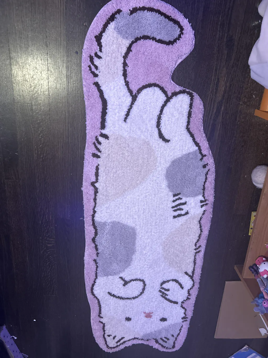 Dilute Calico Cat Rug – Pastel | Soft Aesthetic Cat-Shaped Rug – Let's Rug