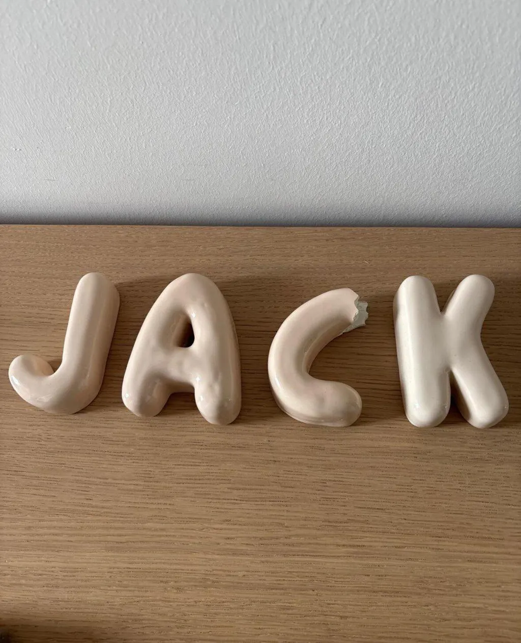 Letter E – handcrafted ceramic decor – Letters of Clay