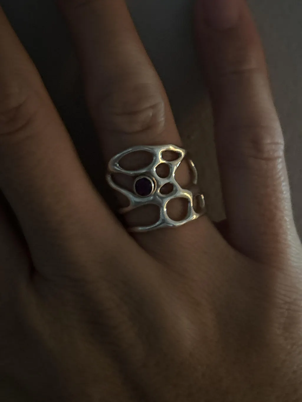 Silver Organic Wide Band Cactus Ring | Lila Clare Jewelry