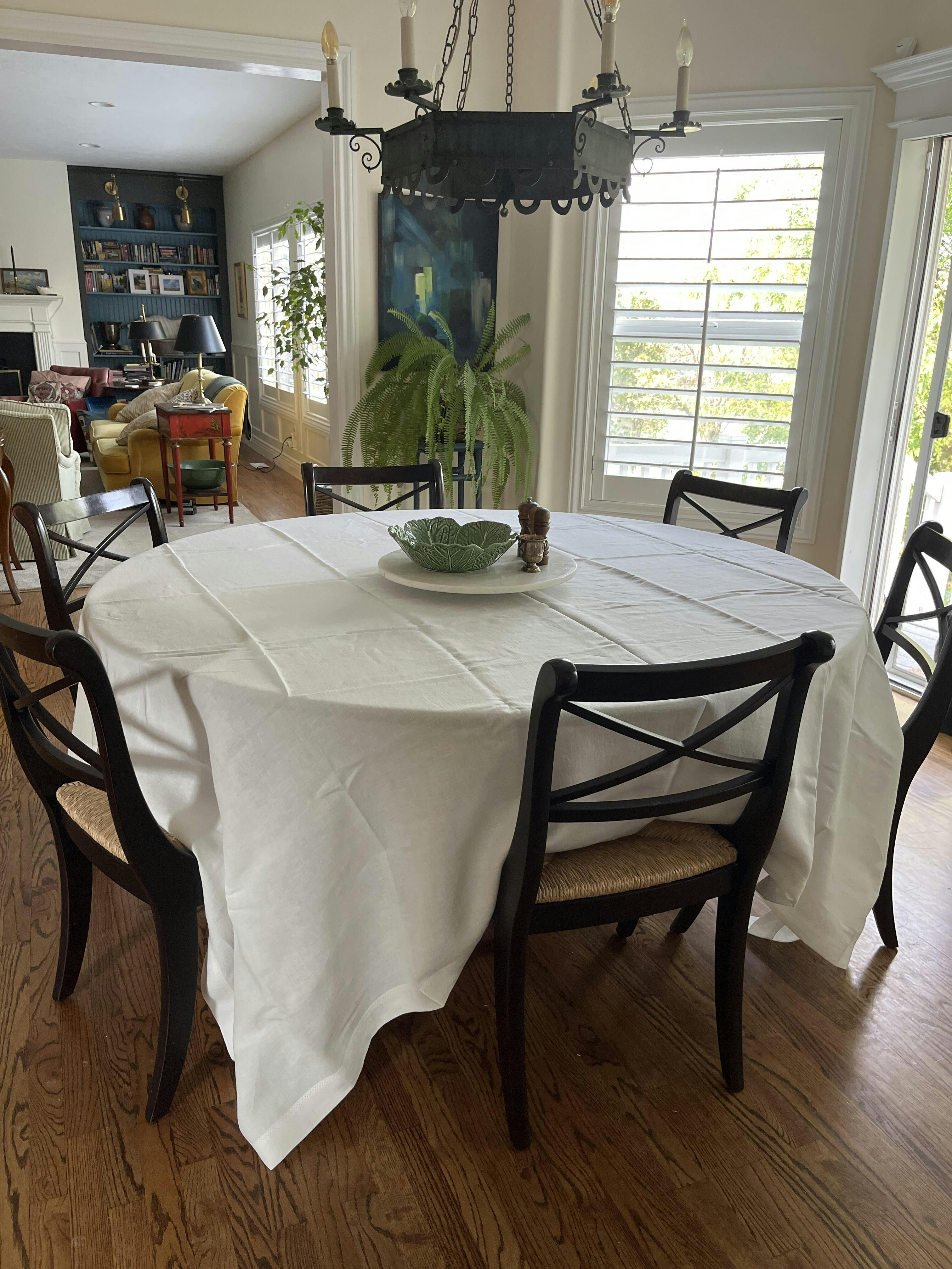 Off-White Washed Linen Tablecloth with Hemstitch | Elegant – Linen Notes