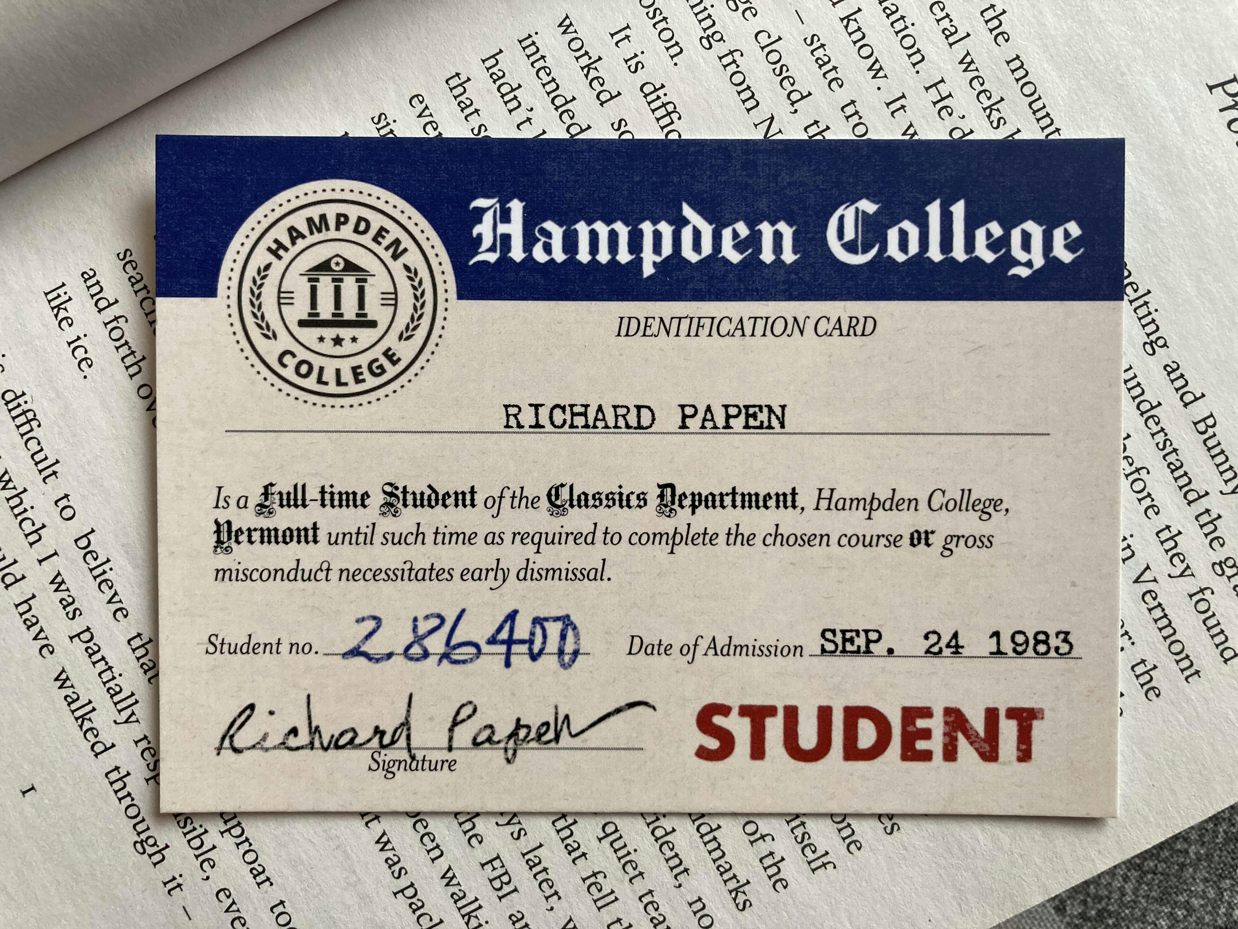 Fictional College Student ID Card Bookmark – Literary Craft Parlour