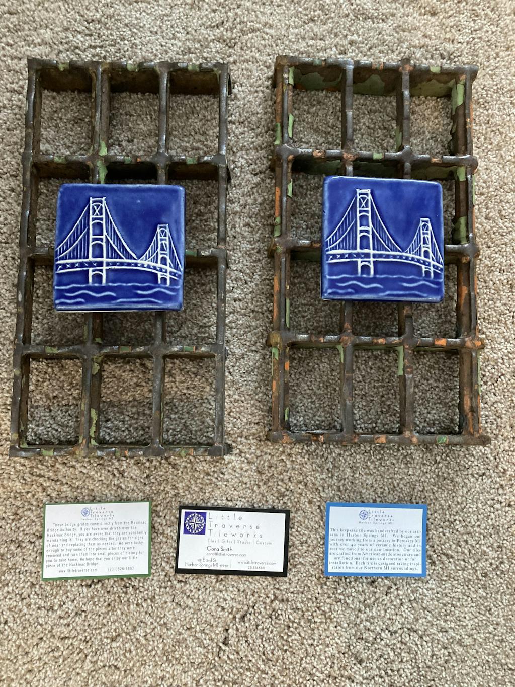 Mackinac Bridge Framed in Bridge Grate – Little Traverse Tileworks