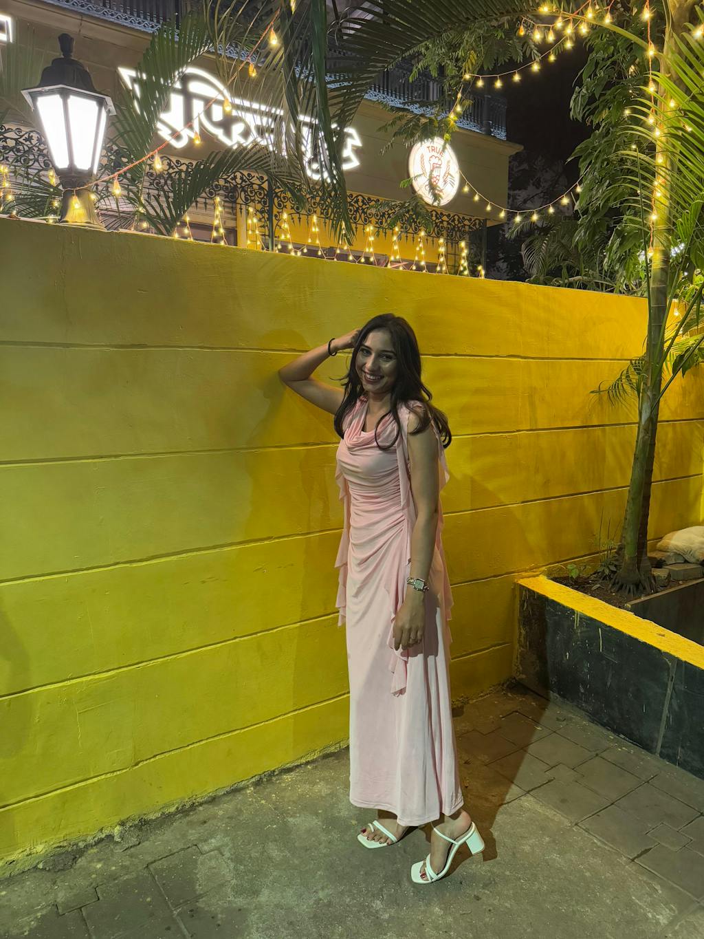 Cowl Neck Solid Ruffle Hem Ruched Maxi Dress In Pink – Littlebox India