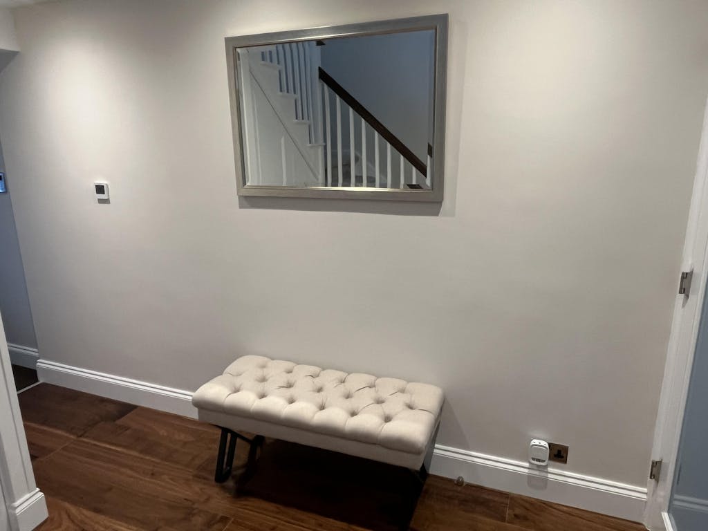 Scandi-Boho Rattan & Bouclé Accent Chair – Beige Corduroy – Living and Home