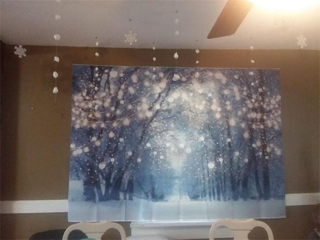 Lofaris White Snowfield Glitter Light Woods Christmas Backdrop