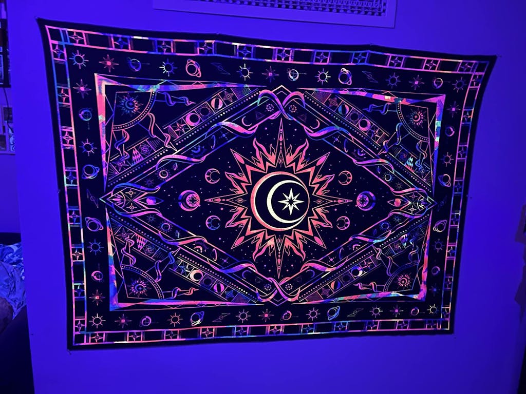 UV Reactive Blacklight Hippie Boho Burning Sun Tapestry – Lofaris