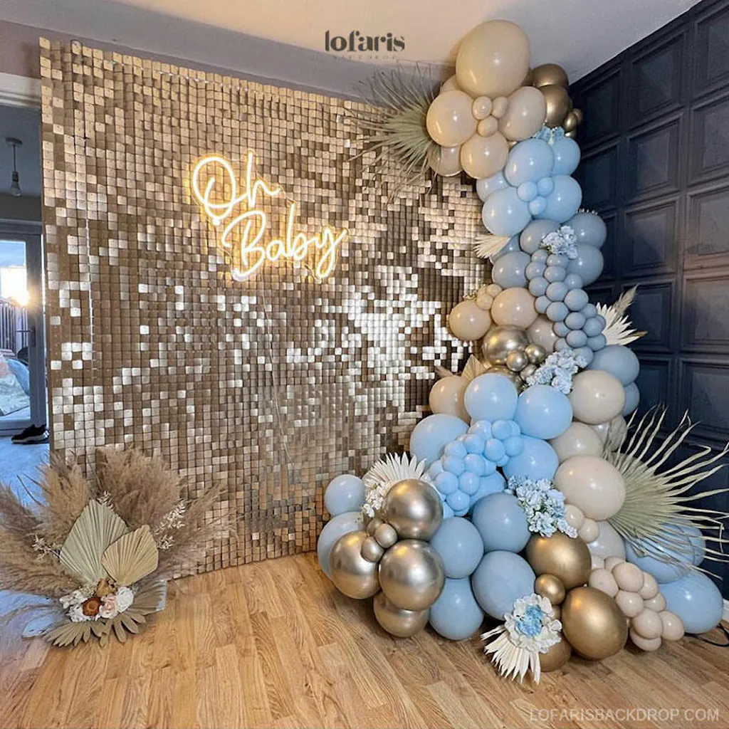 Lofaris Light Matte Gold Shimmer Wall Panels | Wedding Event Party ...