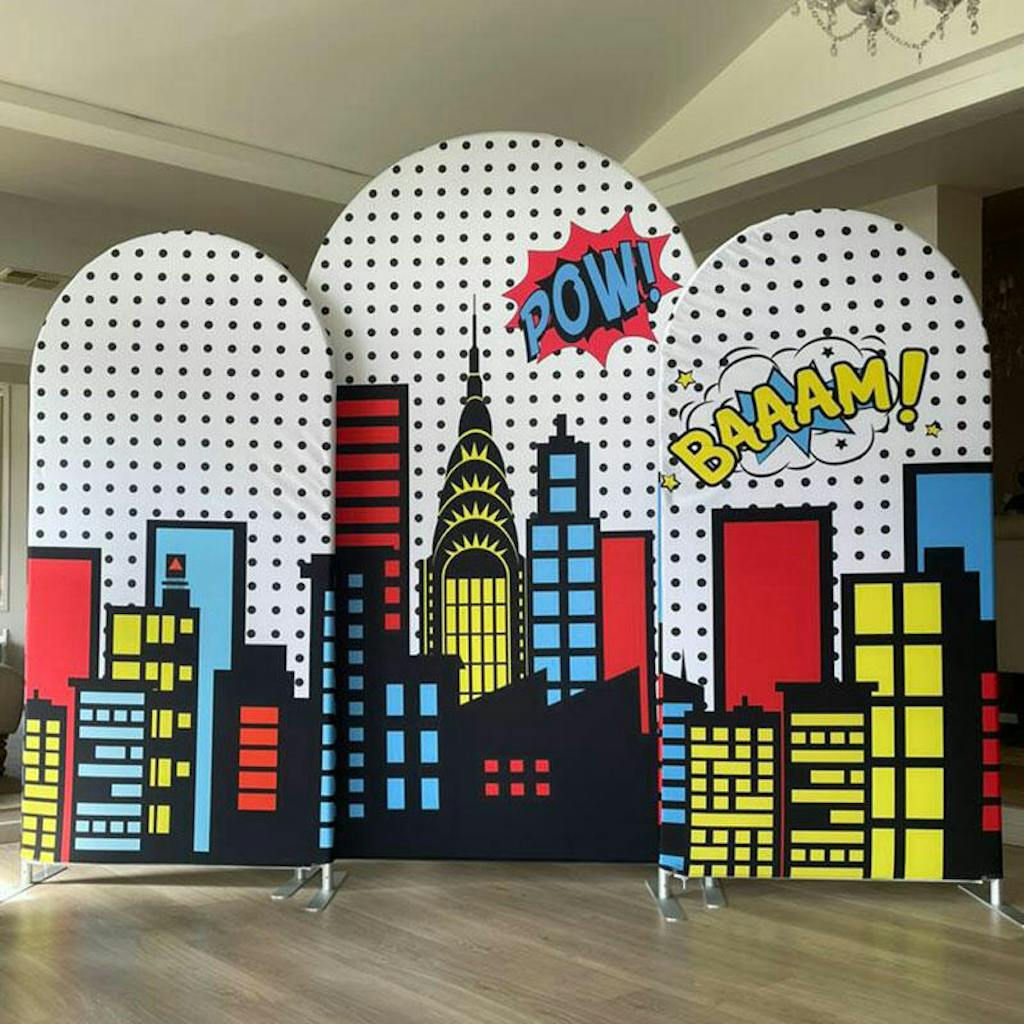 Lofaris Cartoon Buildings Theme Birthday Party Arch Backdrop Kit ...