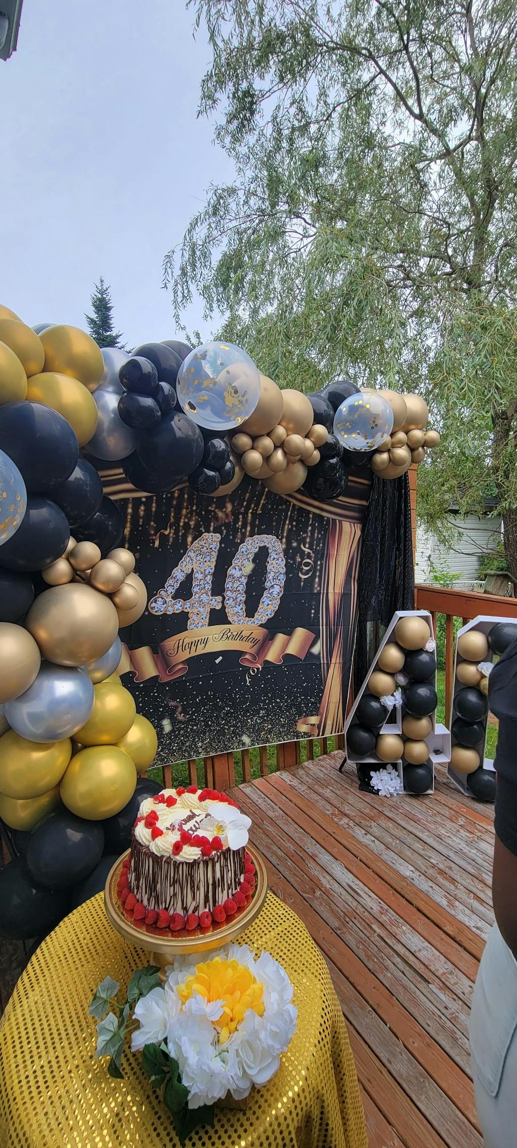 Black And Gold Glitter Bokeh 40th Birthday Backdrop