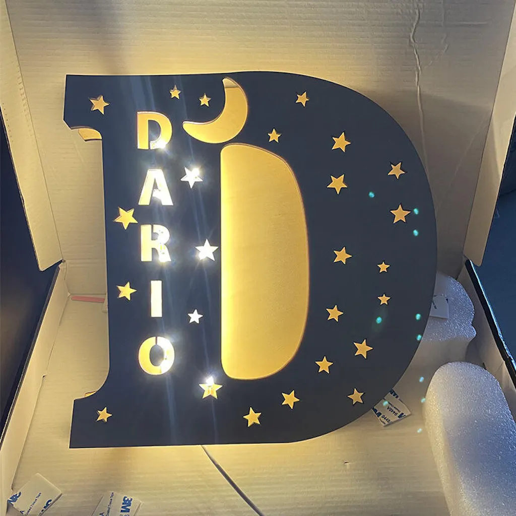 Personalized Name Wooden Lamp Gift – Loforay