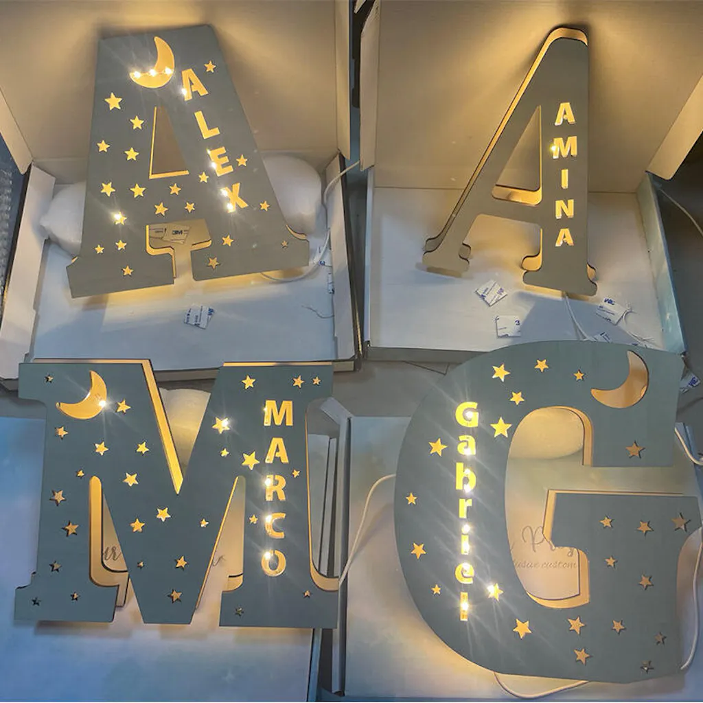 Personalized Name Wooden Lamp Gift – Loforay