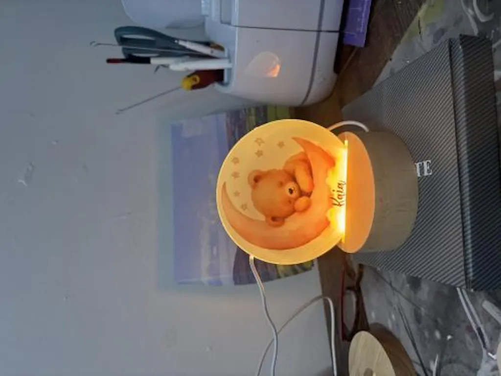 Lamp - Acrylic Photo Frame (12cm x 13cm) with LED Lamp - Round Base ...