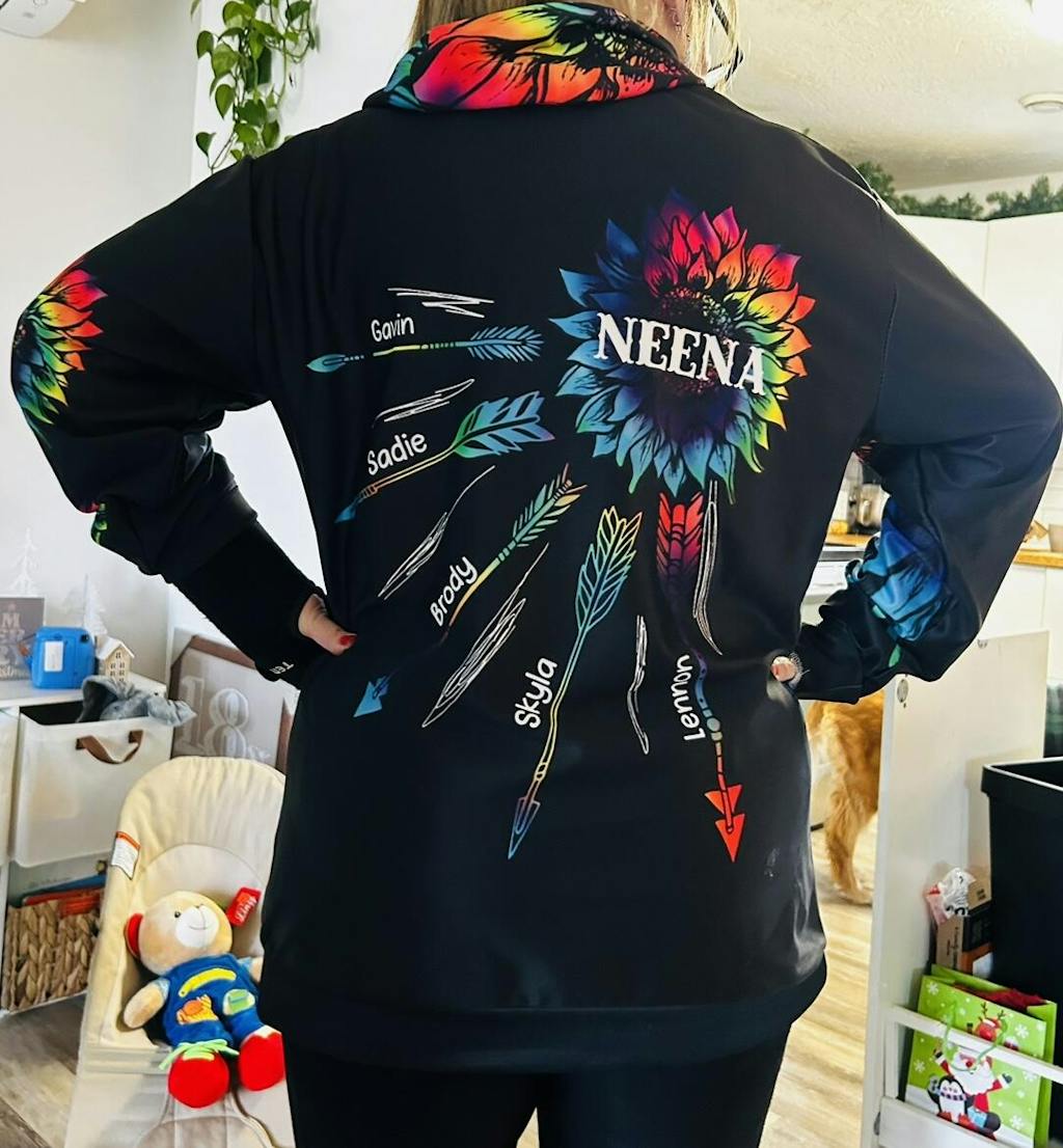 Personalized Grandma with Kid Name Tie Dye Sunflower Hoodie - Lovem-oom