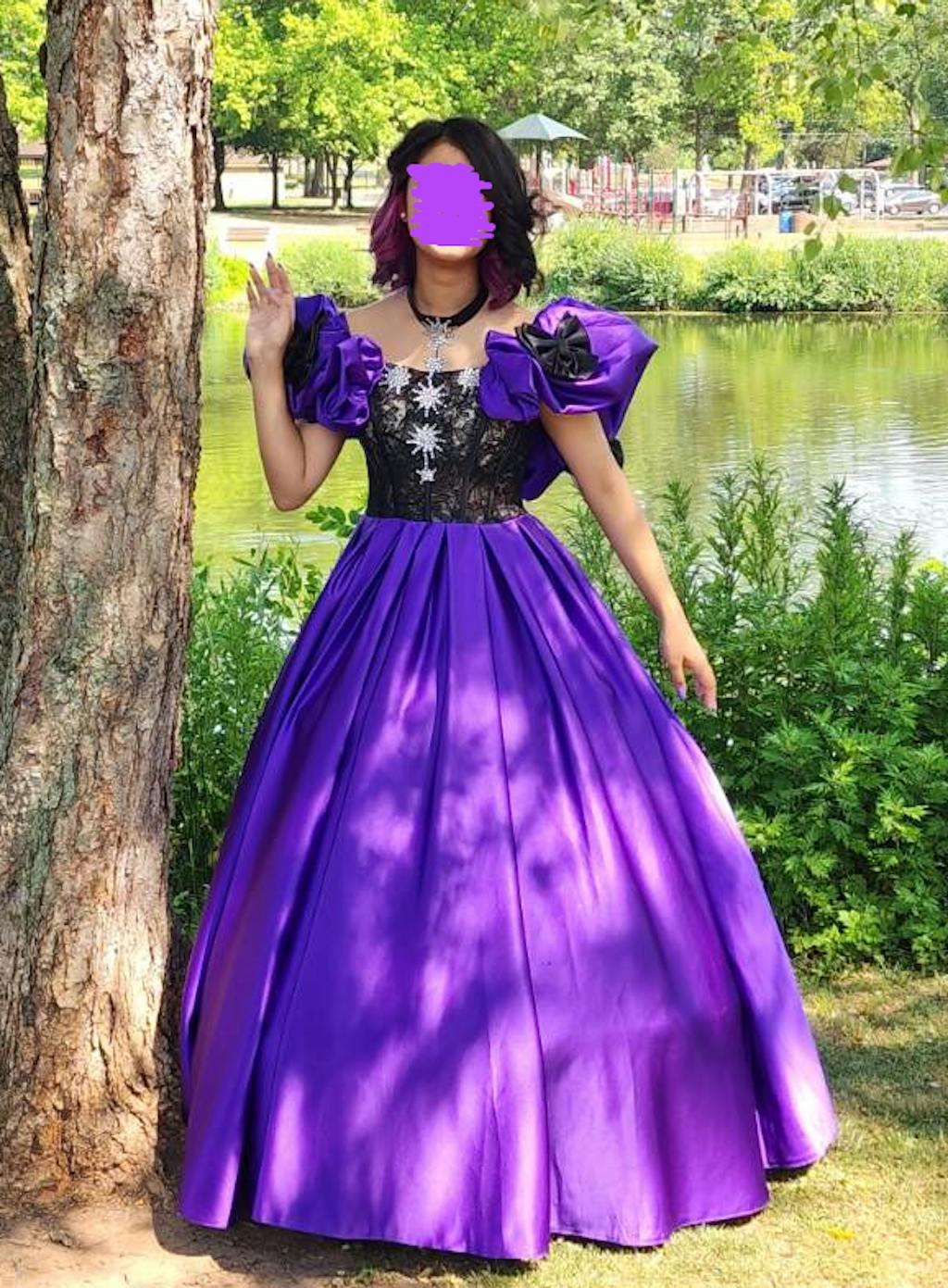 Blue Satin Lace Long Prom Dress Off Shoulder Evening Dress Loveydress