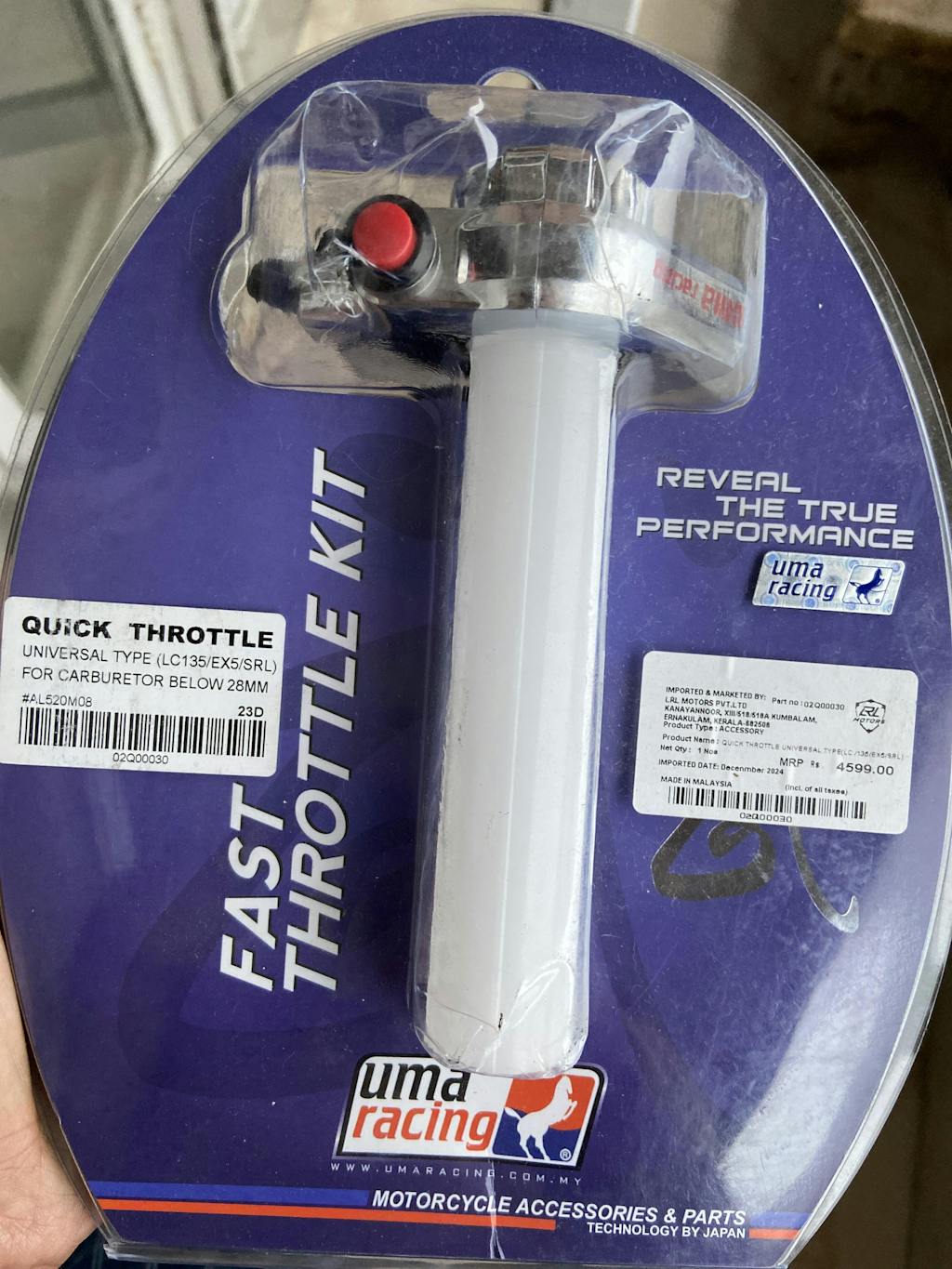 Uma racing Quick Throttle kit with Push Button Self Start Switch - Uni ...