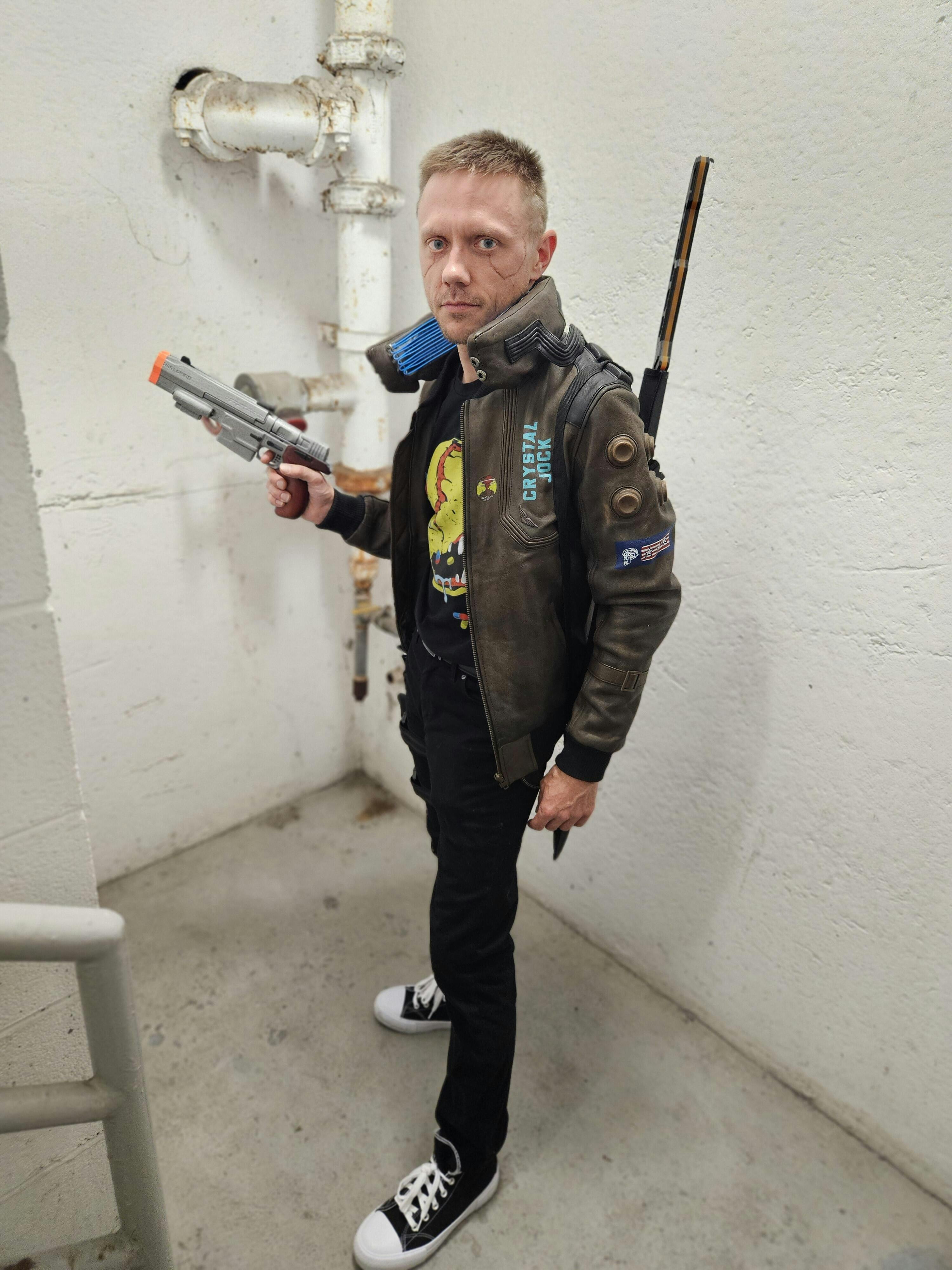 2077 Bomber Leather Cyberpunk Samurai Jacket - Luca Designs