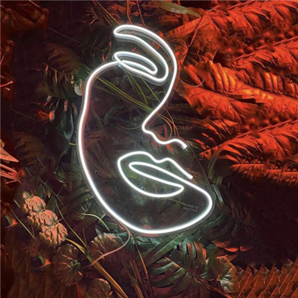 Face Neon Sign, women Face With Leaves neon sign, lashes neon sign ...