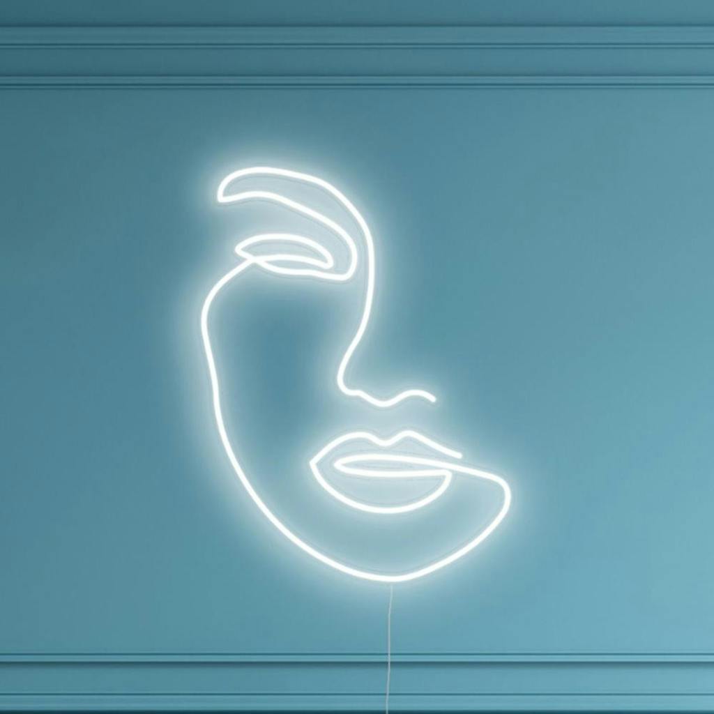 Face Neon Sign, women Face With Leaves neon sign, lashes neon sign ...