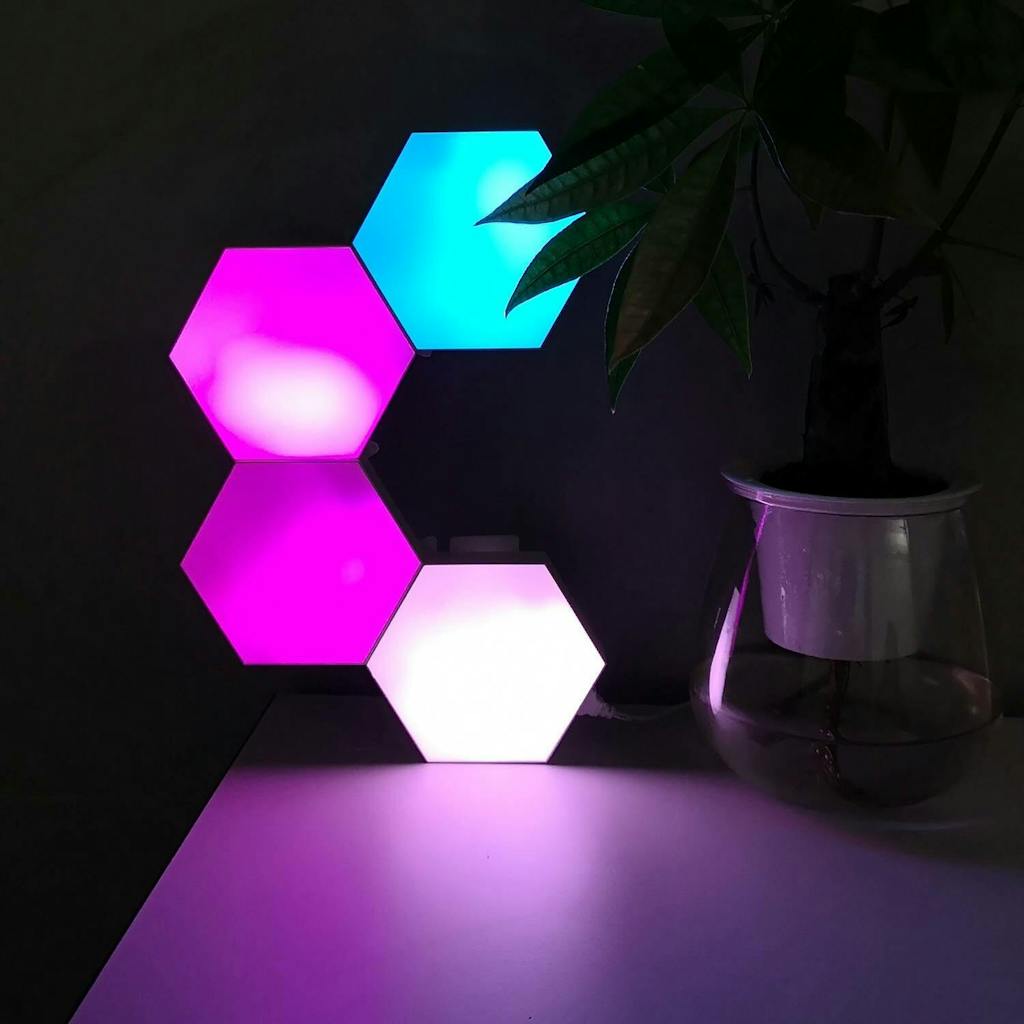 Hexagon Wall light Modular Touch Light, LED light panels multi color ...