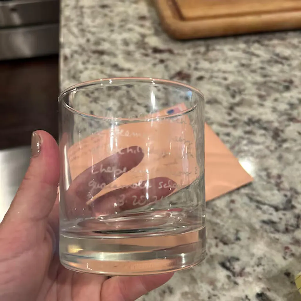 Personalized Handwriting Whiskey Glass – Lucy Engraving