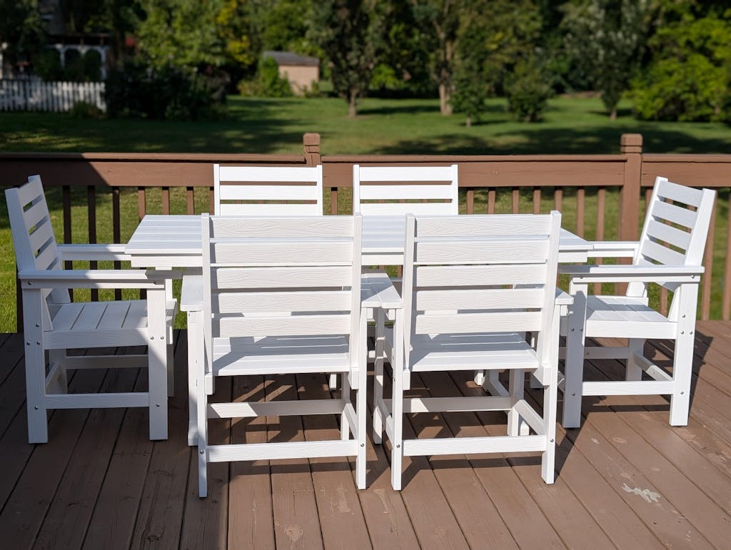 Poly Outdoor Dining Table and Chairs Set, HDPS Weather Resistant Dining ...