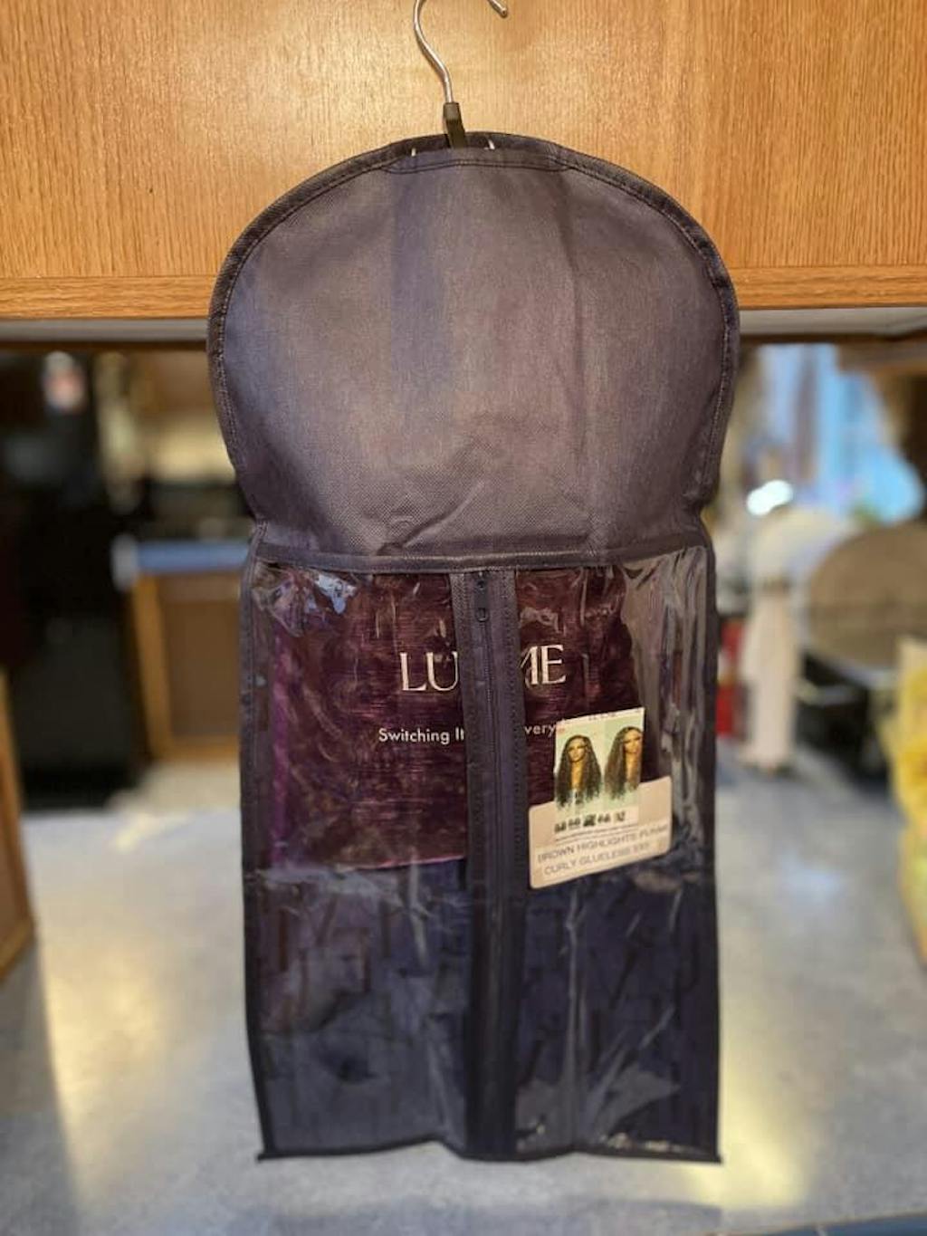 1pc/2pcs Portable Hair Extension Storage Wig Bags with Anti-slip Woode