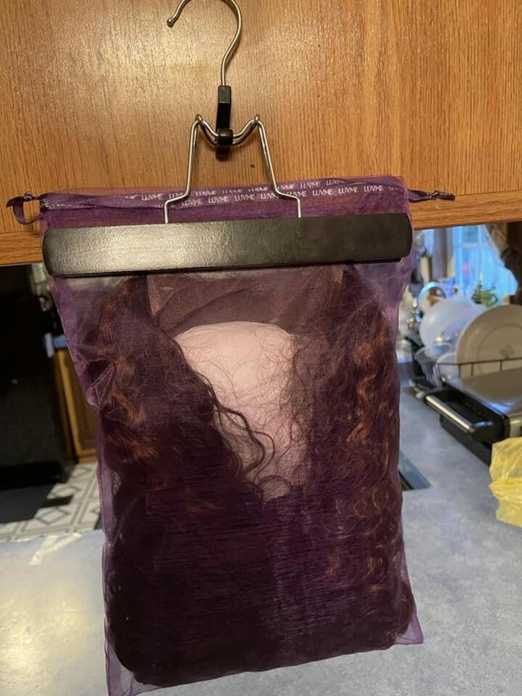 1pc/2pcs Portable Hair Extension Storage Wig Bags with Anti-slip Woode