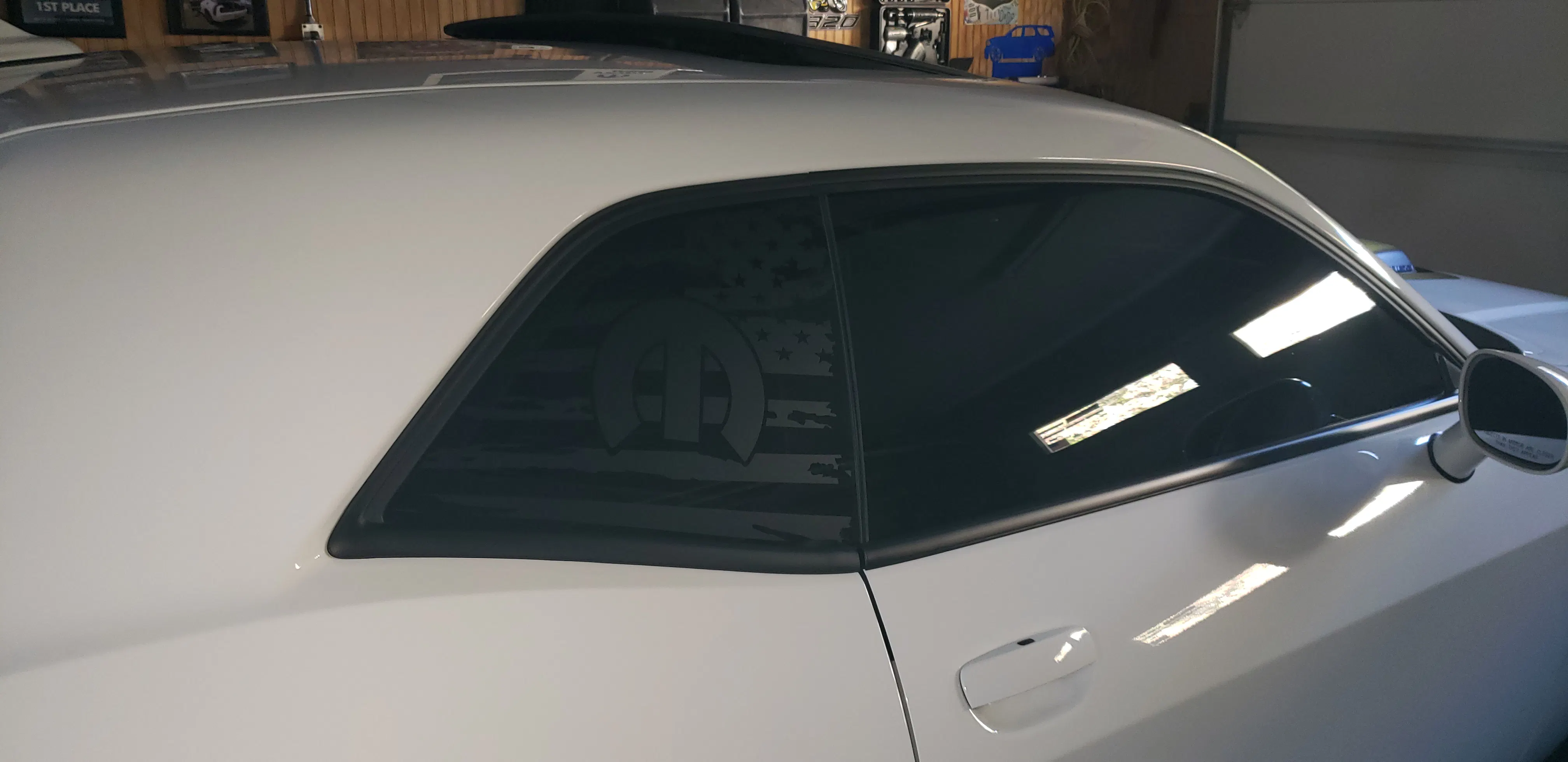 2008+ Challenger Rear Side Window Flag Decal