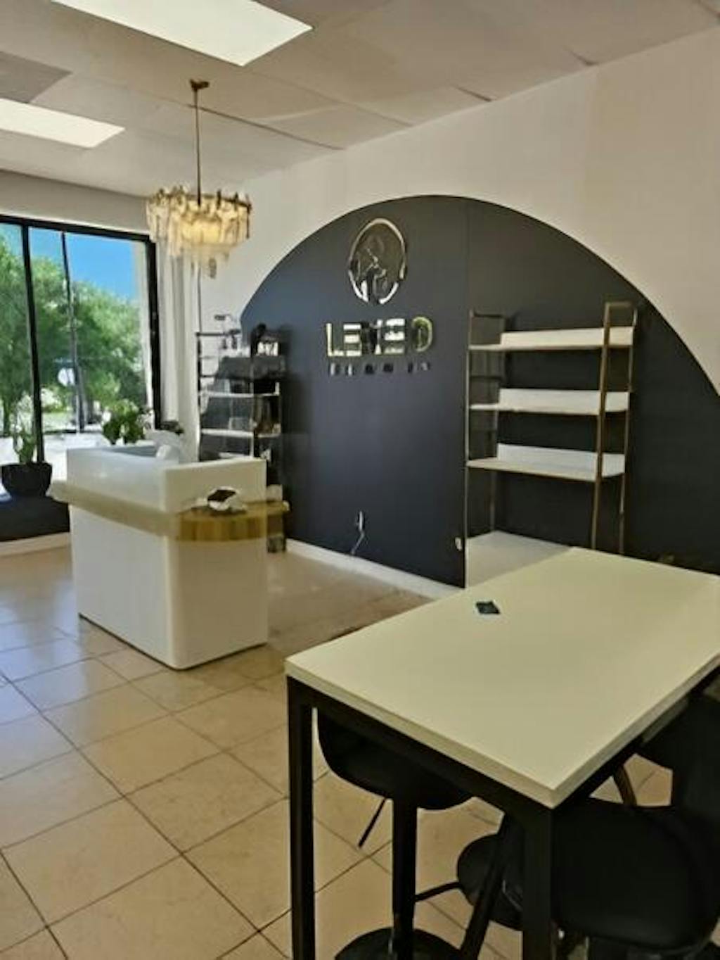 UPGRADED Macron Gold Pencil Reception Desk of High Quality - M2 Retail