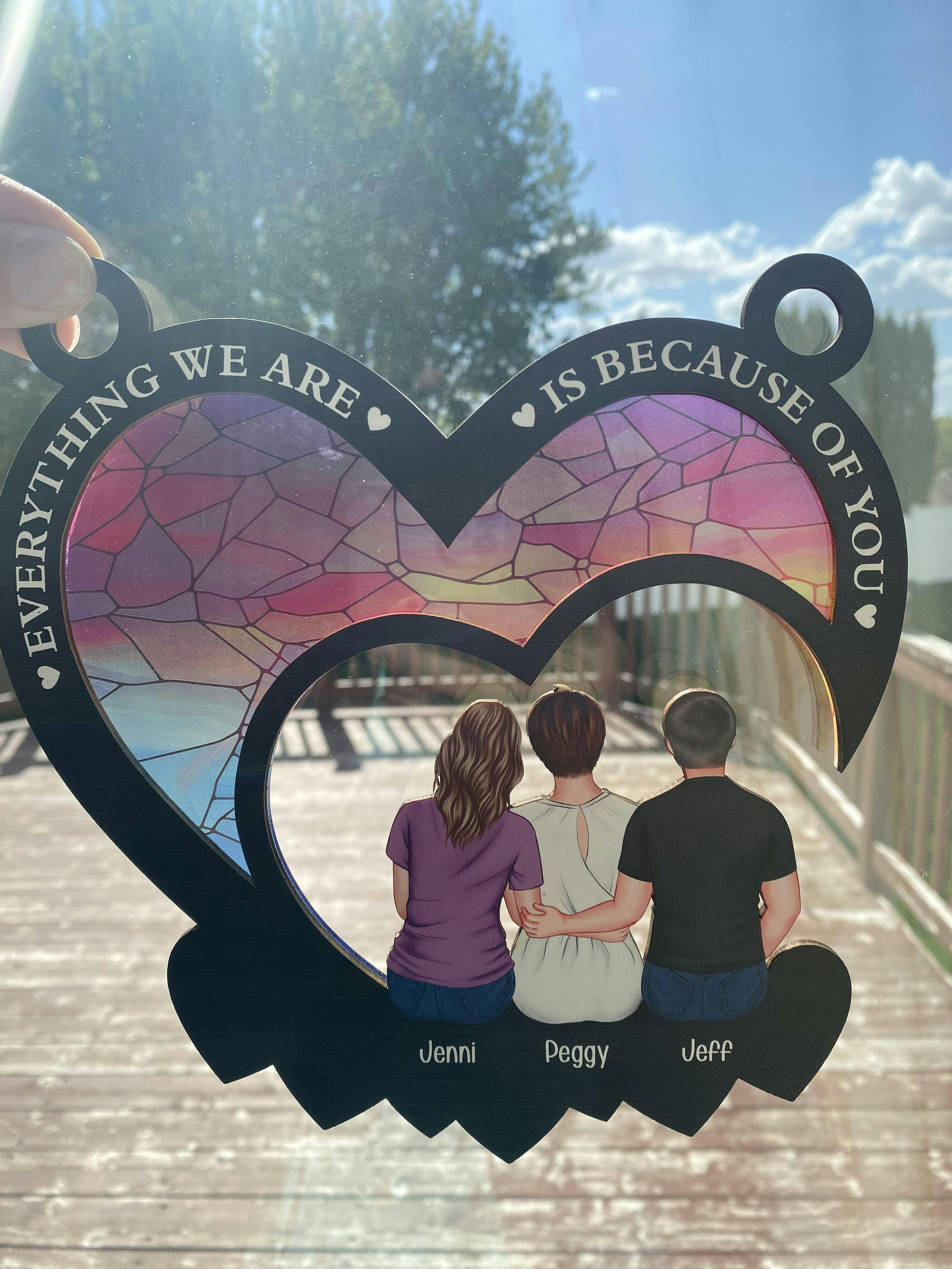 Mom Everything We're Is Because Of You - Personalized Window Hanging S ...