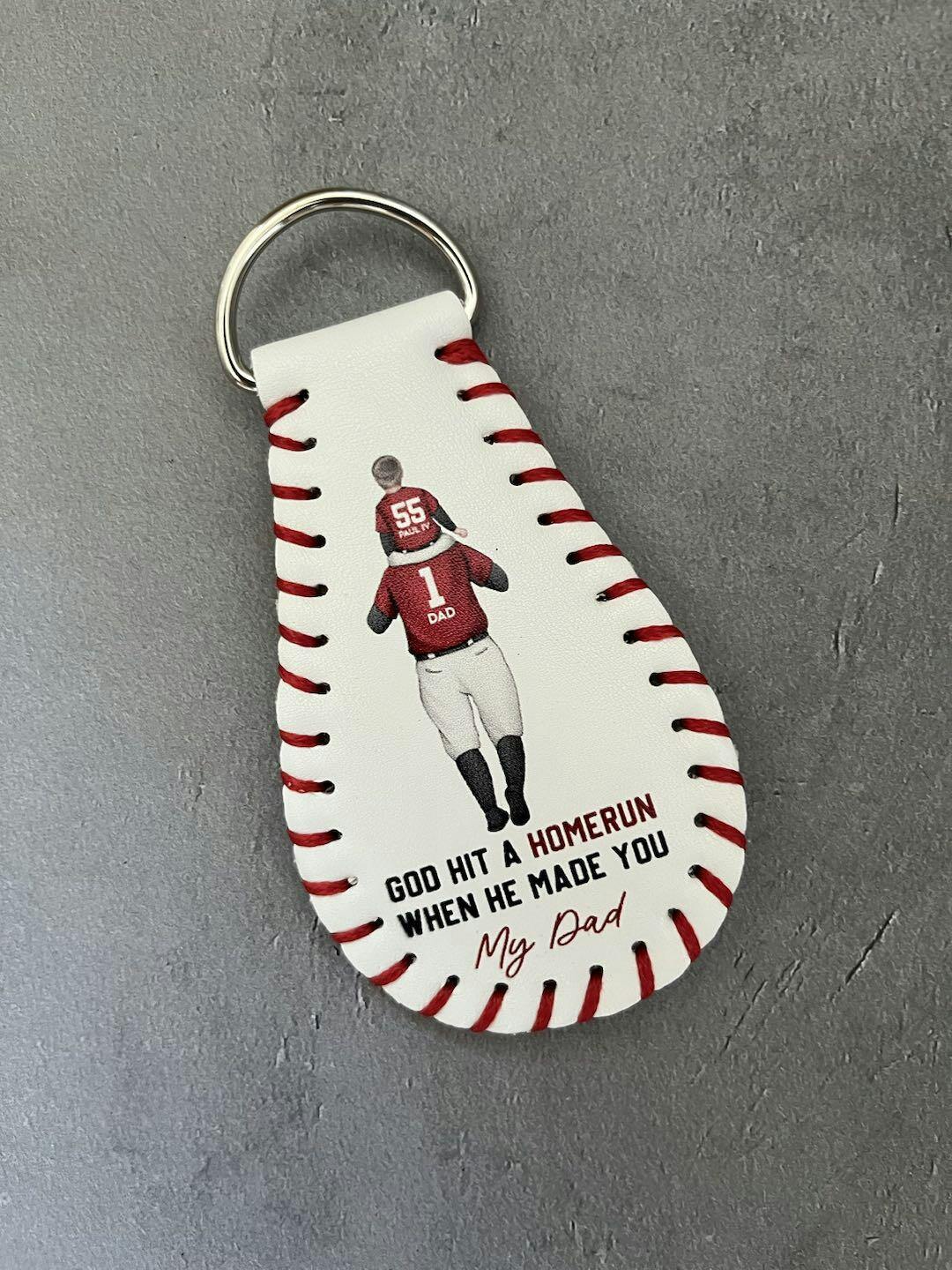 There's No Place Like Home - Personalized Leather Baseball Keychain ...