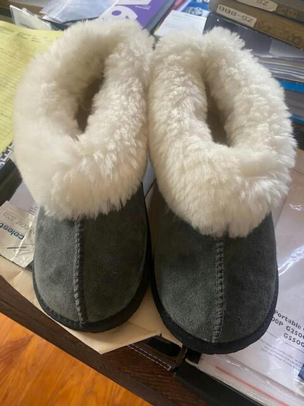 Karu Cosy Charcoal Sheepskin & Wool Slippers | Made by Artisans