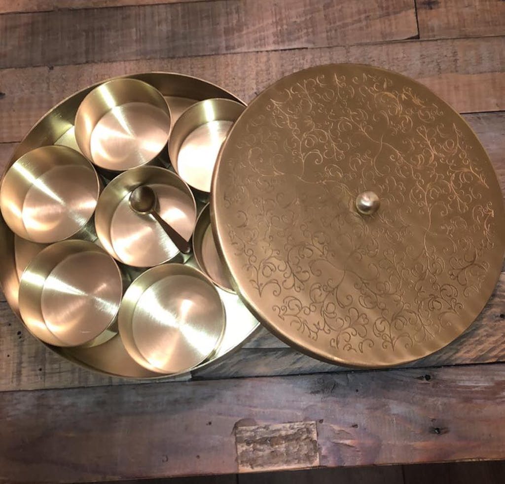 Ataranj — 8 inch Handcrafted Brass Spice Box Masala Dabba