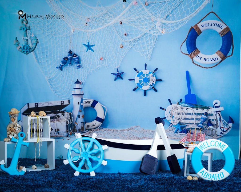 Sailor Theme - Printed Backdrop - Fabric - 5 by 6 feet – Madras Prop Store