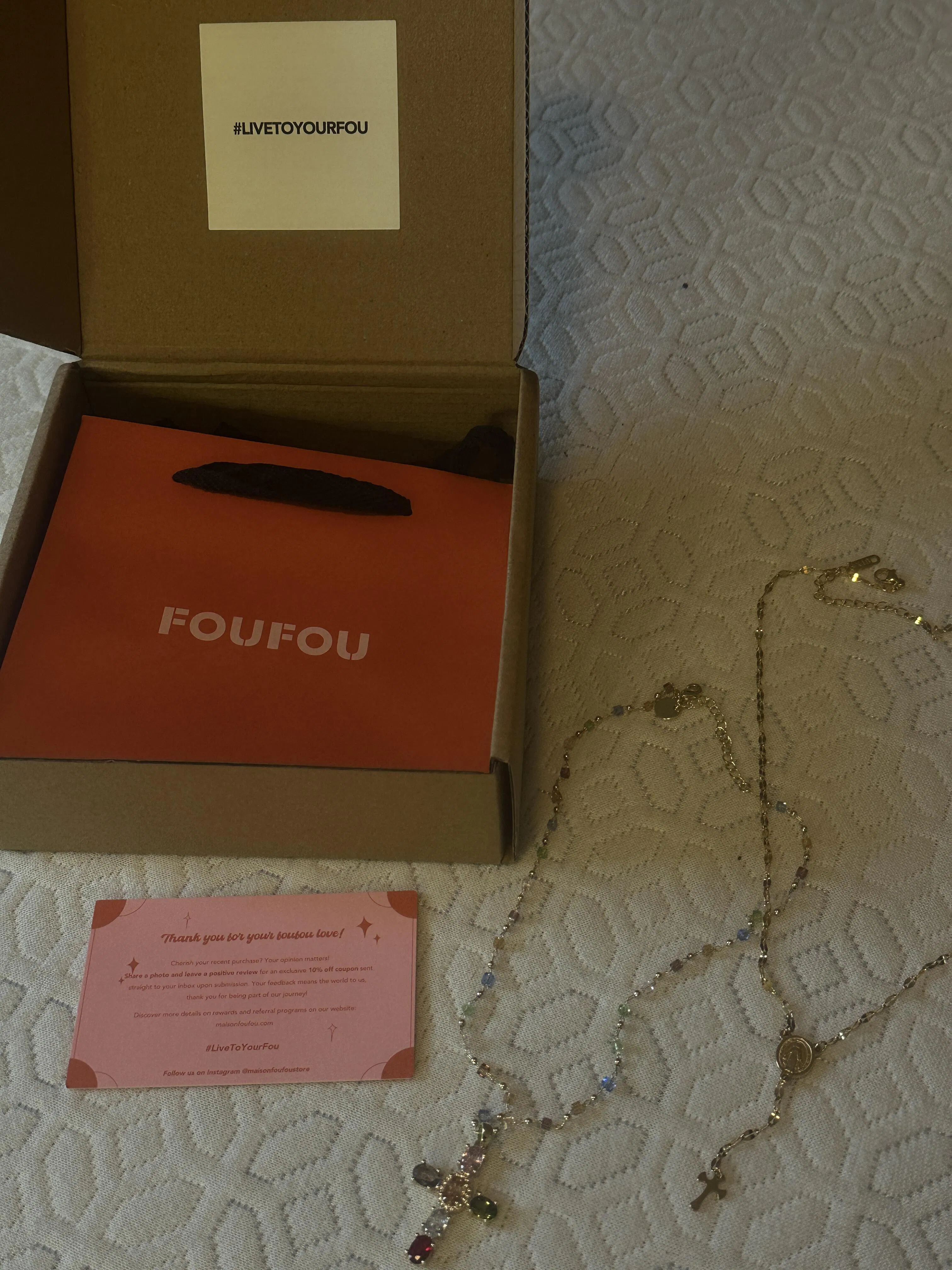Geraldine Colorful Crystal Cross Golden Necklace – Maison Foufou