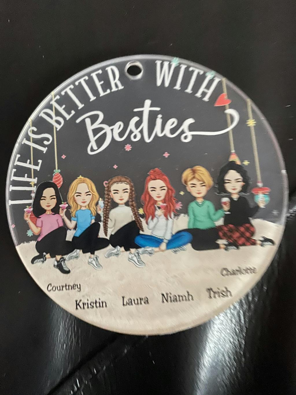 Besties - Besties Forever - Personalized Circle Ornament (QH) | Makezbright