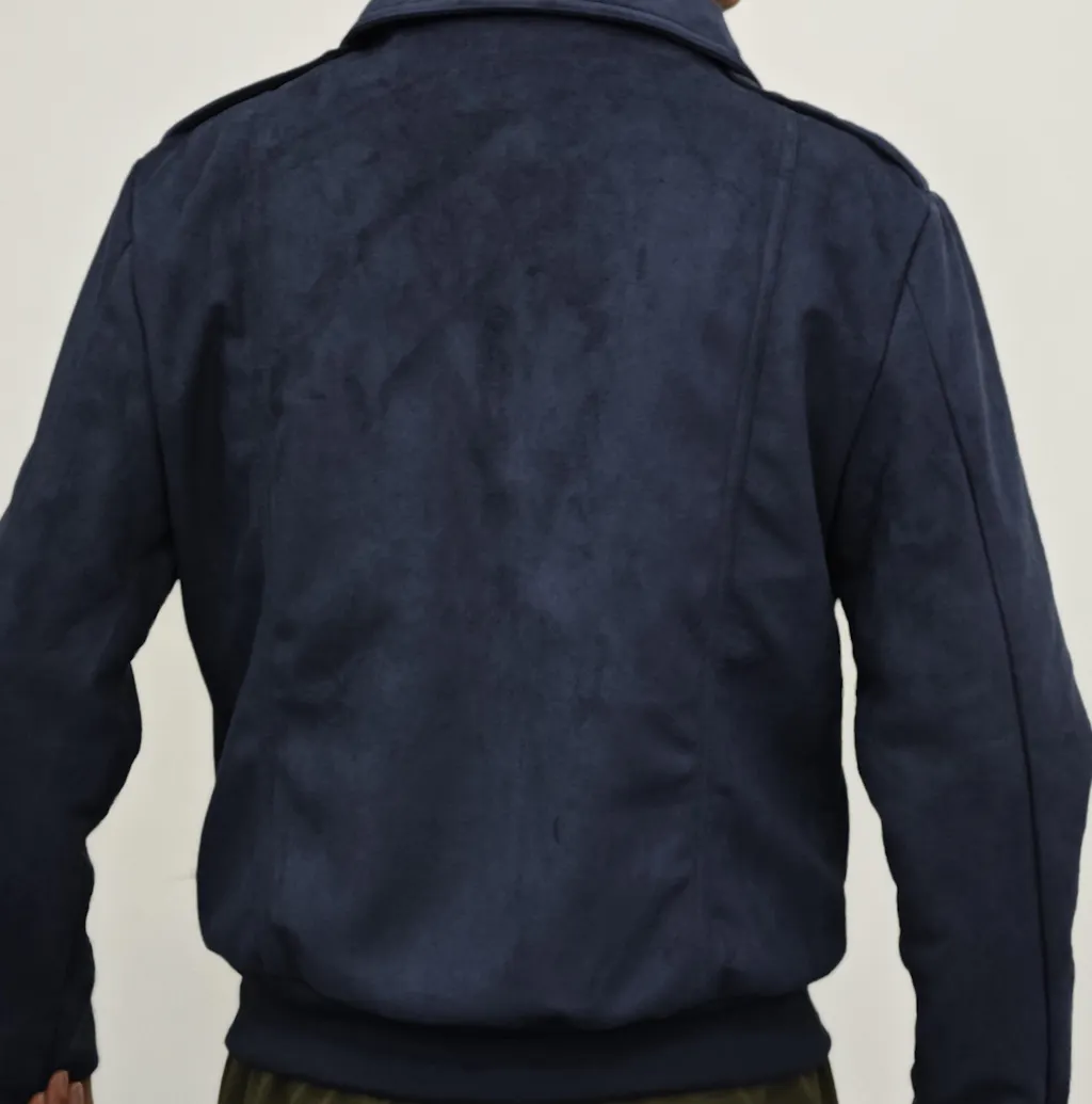 Men's Retro Lapel Zipper Breast Pocket Suede Jacket 01953047Z