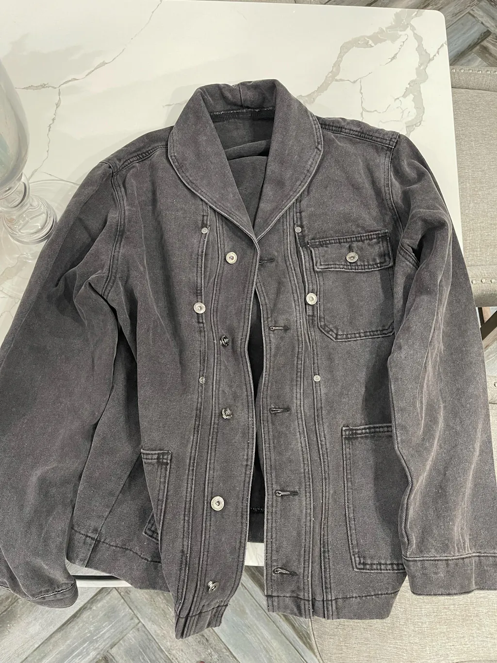 Men's Vintage Solid Multi-Pocket Denim Jacket 14680018X