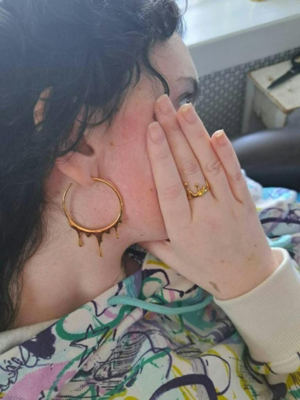 Dripping Circular L Hoop Earrings- Gold, Silver, Rose Gold – MARIE JUNE