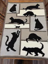 Cat Silhouettes Afghan Crochet Kit | Mary Maxim
