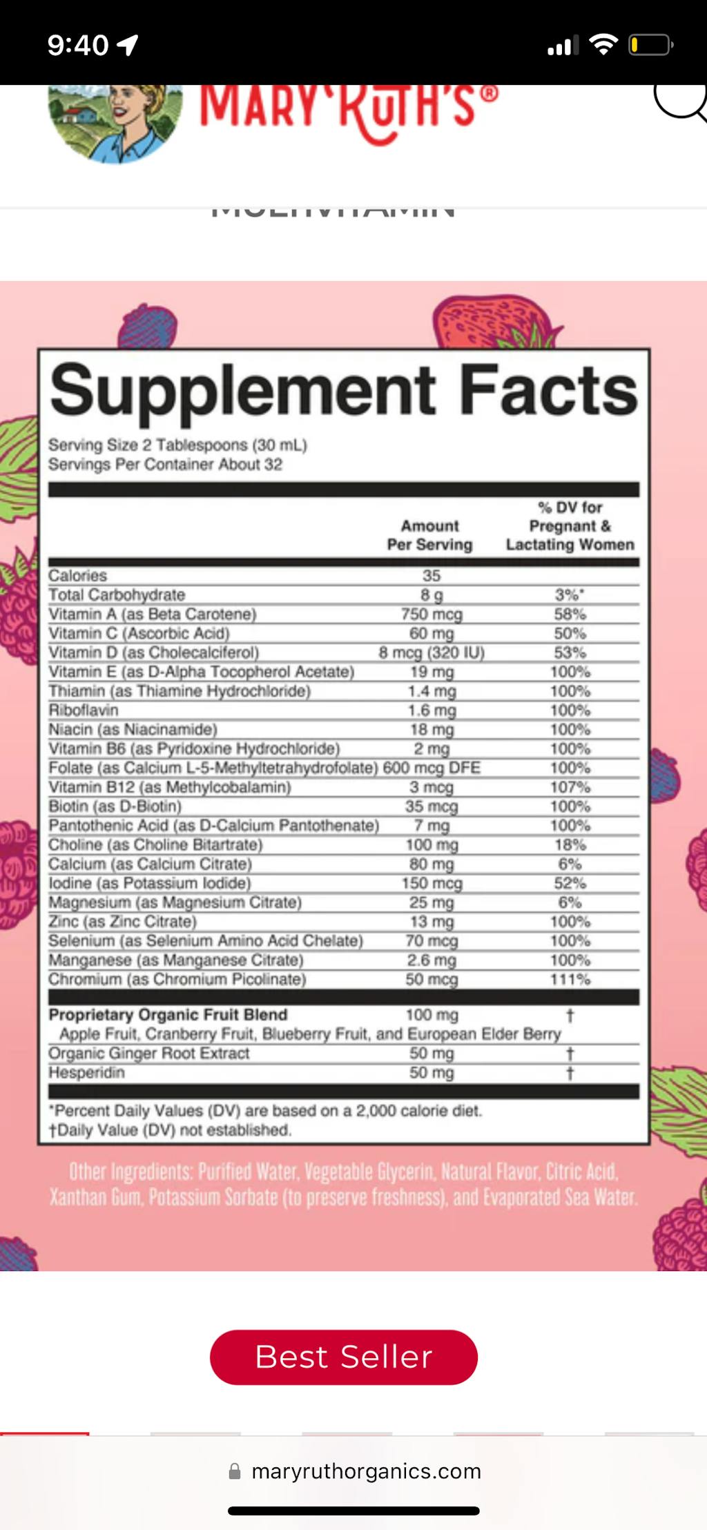 Vegan Liquid Prenatal & Postnatal Vitamins – MaryRuth Organics