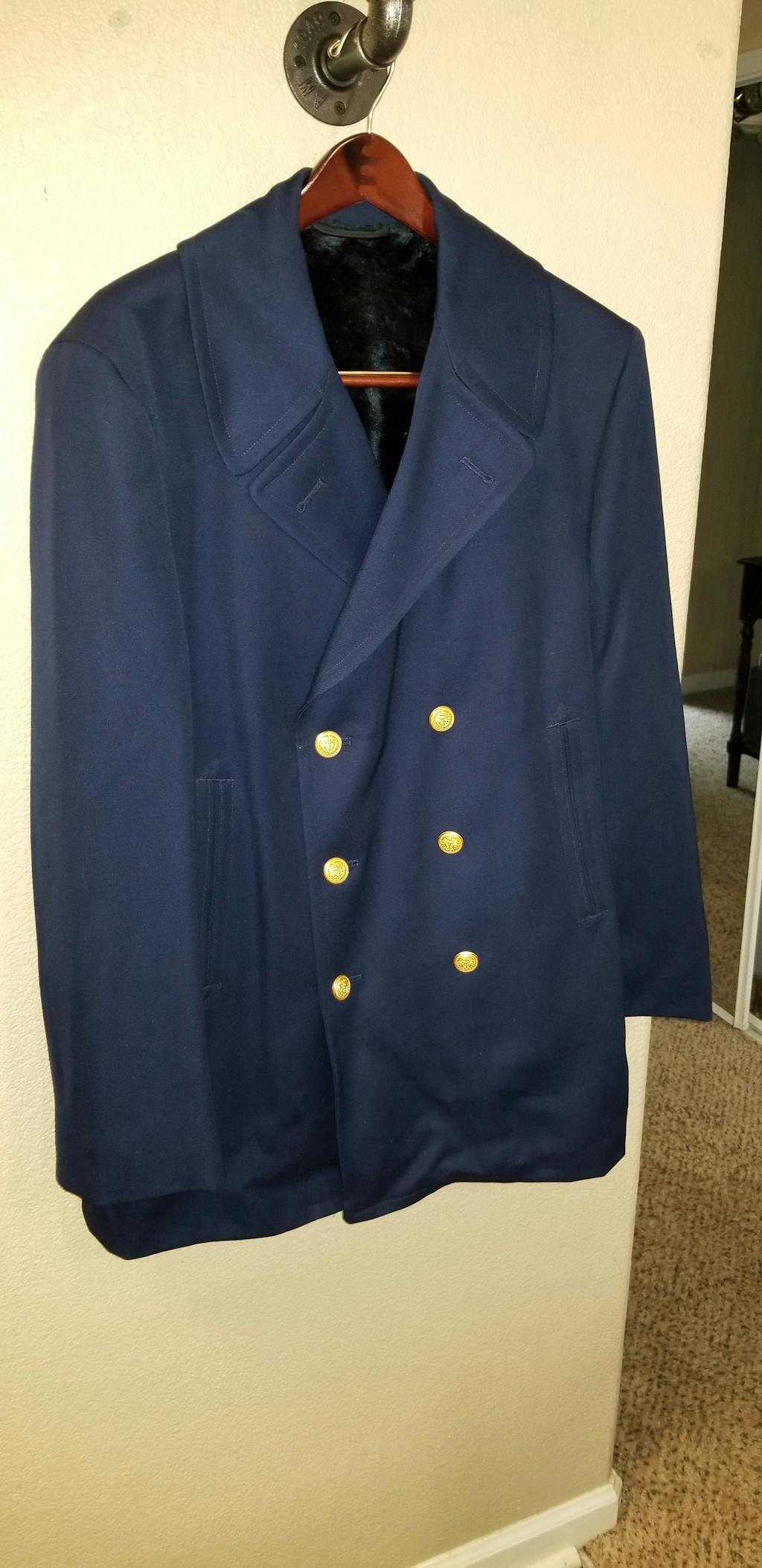 Vintage Mens Uscg Reefer Pea Overcoat Mcguire Army Navy